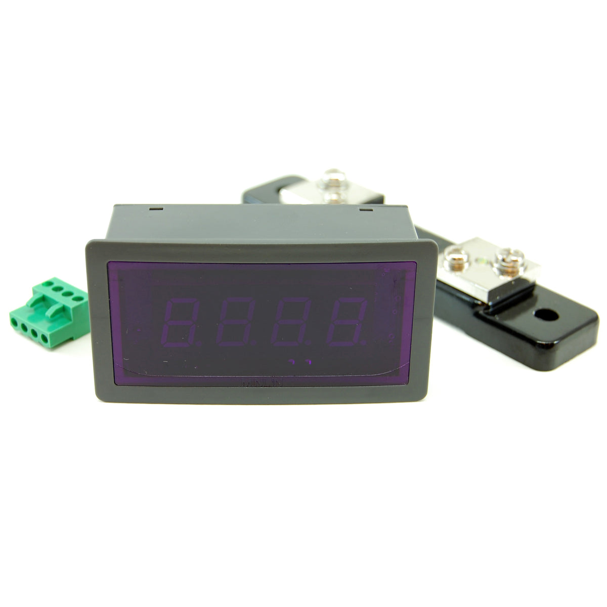 3 digit blue LED digital panel amp meter with shunt, 50A AC, 5V DC sup ...