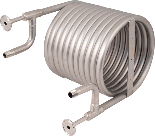 Convoluted counterflow chiller (1.5" Tri-clamp fittings, 1/2" BSP/NPT ...