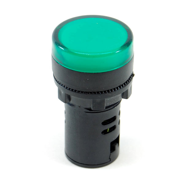 Green 22mm LED pilot light, 220-240V AC/DC - The Electric Brewery